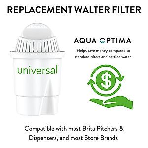 Aqua Optima Replacement for Brita® Water Filter, Pitchers and Dispensers, Mavea®, Up and Up, Great Value, Reduces Plastic, Exceptional Value, NSF Certified Pitcher Water Filter, Compact Size, 6 Count