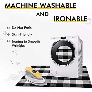 VERTKREA Buffalo Plaid Rug 2'x4.2', Black and White Checkered Rug Carpet, Cotton Hand-Woven Washable Rug for Living Room Indoor Outside Entryway Porch