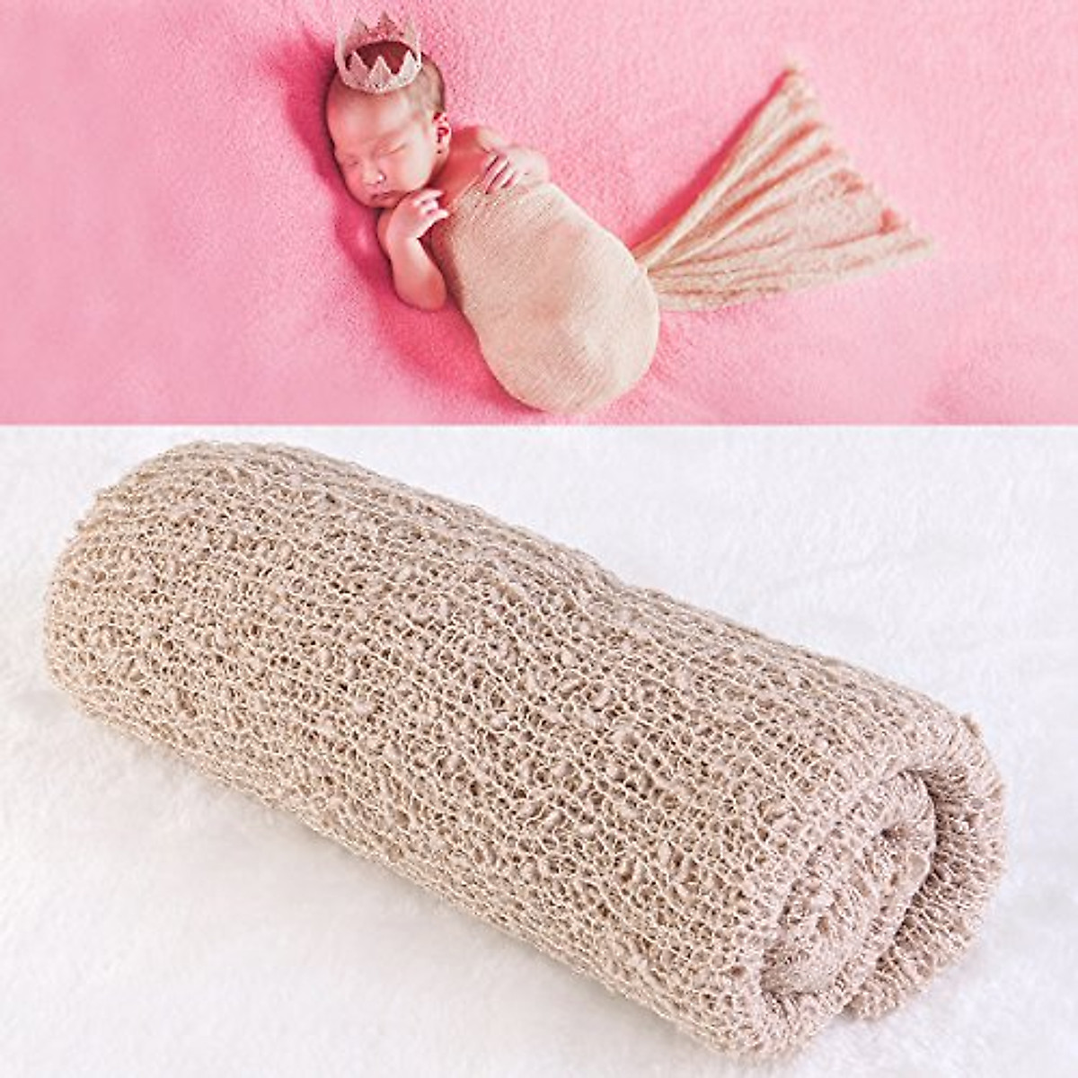 Tinksky Long Ripple Wrap, DIY Newborn Baby Photography Wrap-BAby Photo Props (Beige)