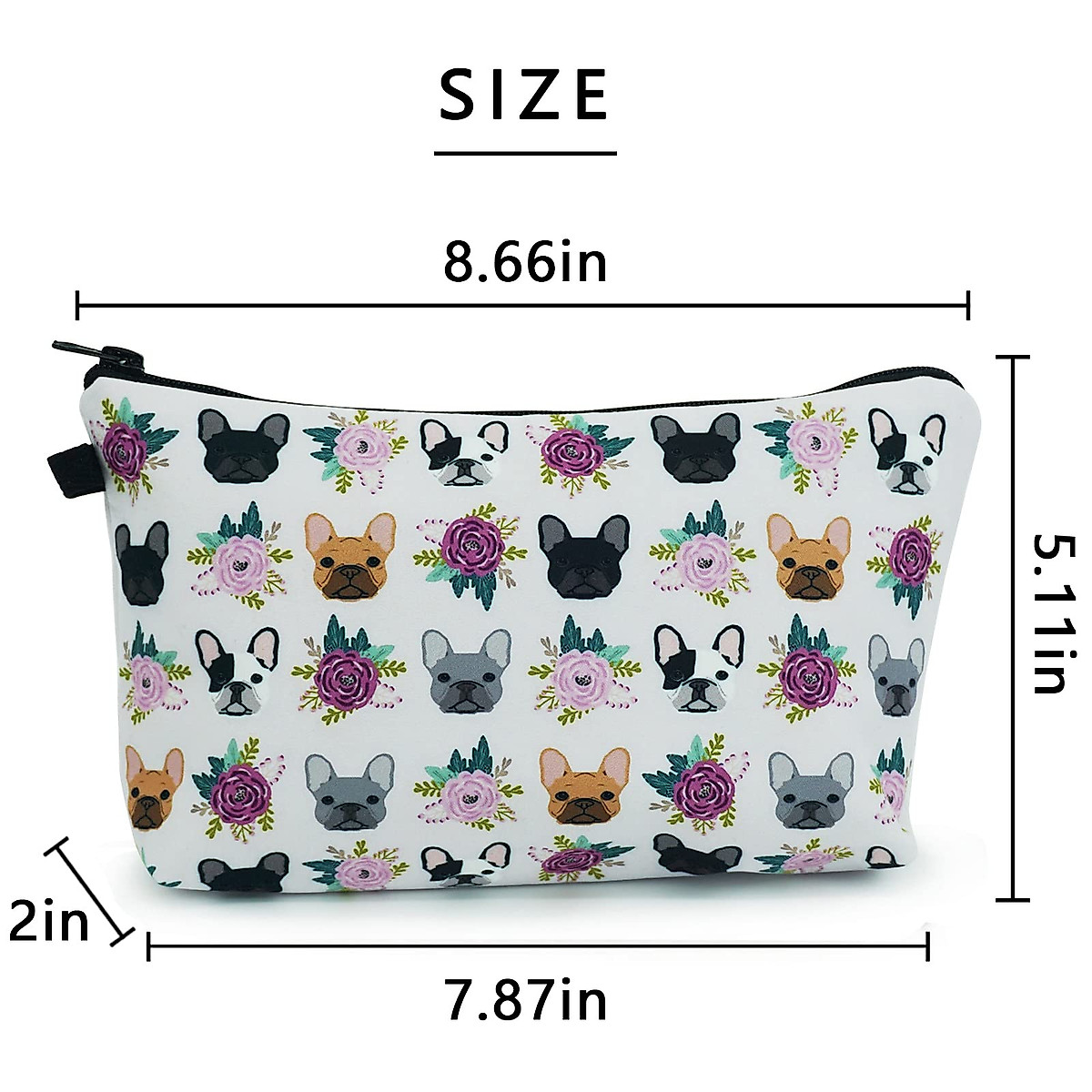 Cosmetic Bags for Women Small French Bulldog Purple Makeup Bag for Purse Travel Toiletry Bag Accessories Organizer Zipper Pouch Gift Idea