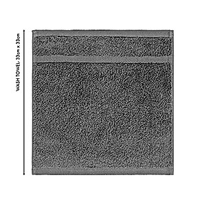 Threadmill 100% Cotton Washcloths Pack of 12 Towels - Luxury 600 GSM 13"x13" Super Soft, Highly Absorbent, Quick Dry & Lint Free Dark Grey - Premium Hotel Quality Towels for Spa & Daily Use