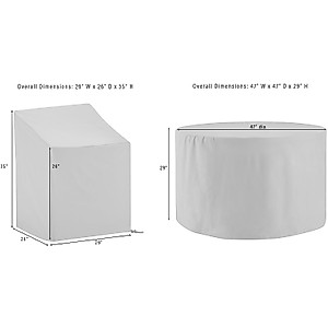 Crosley Furniture Patio Furniture Covers, Waterproof 5-Piece Cover Set for Round Outdoor Dining Sets, Gray