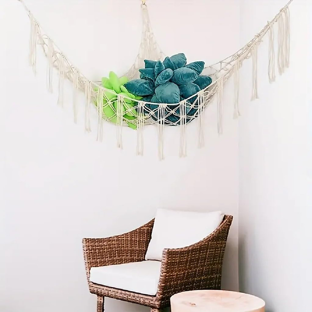 Stuffed Animal Net or Hammock, Mesh Hanging Stuffed Animal Storage Net for Plushies, Squishmallow Net Hardware Included, White, Stretches up to 55 Inches, 1 Pack