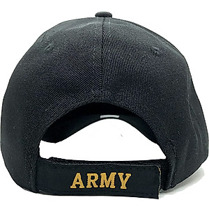 U.S. Army Baseball Caps Hats Military Apparel | Retired Veteran | 3D Embroidered | Adjustable (Black with Flag)