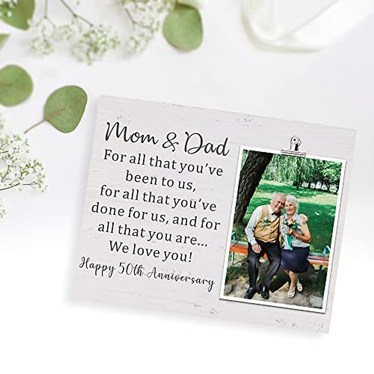 ZENNLAB 50th Wedding Anniversary Picture Frame for Mom and Dad, Gift for Parents 50th Anniversary Keepsake, Golden Anniversary Decorations for Parent from Daughter