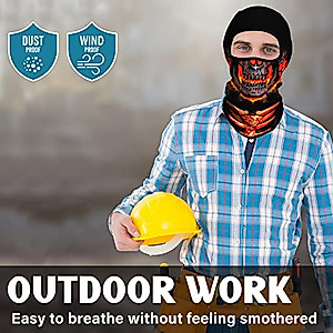 Obacle Balaclava Face Mask Men Women Ski Hunting Cycling (Skull Fire Face)