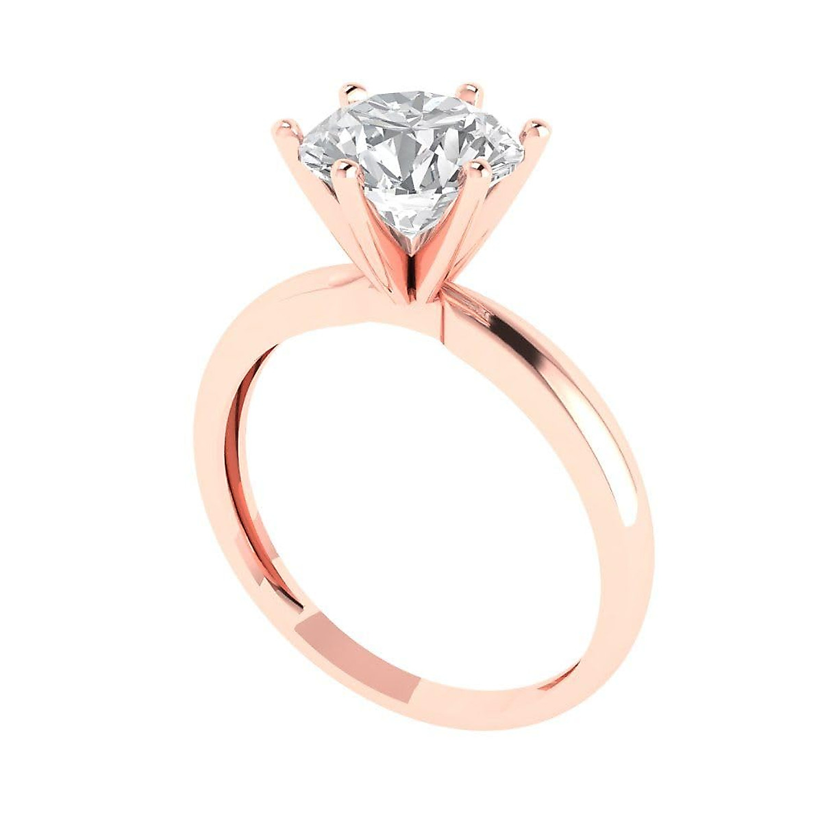 Clara Pucci 2.0 ct Round Cut Solitaire Genuine Moissanite Wedding Bridal Designer Anniversary Engagement Ring in 14k rose Gold for Women