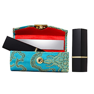 Hicarer 24 Pcs Silky Satin Fabric Lipstick Case with Mirror Lipstick Box Holder Purse Jewelry Brocade Xmas Embroidered Gift(Classic)