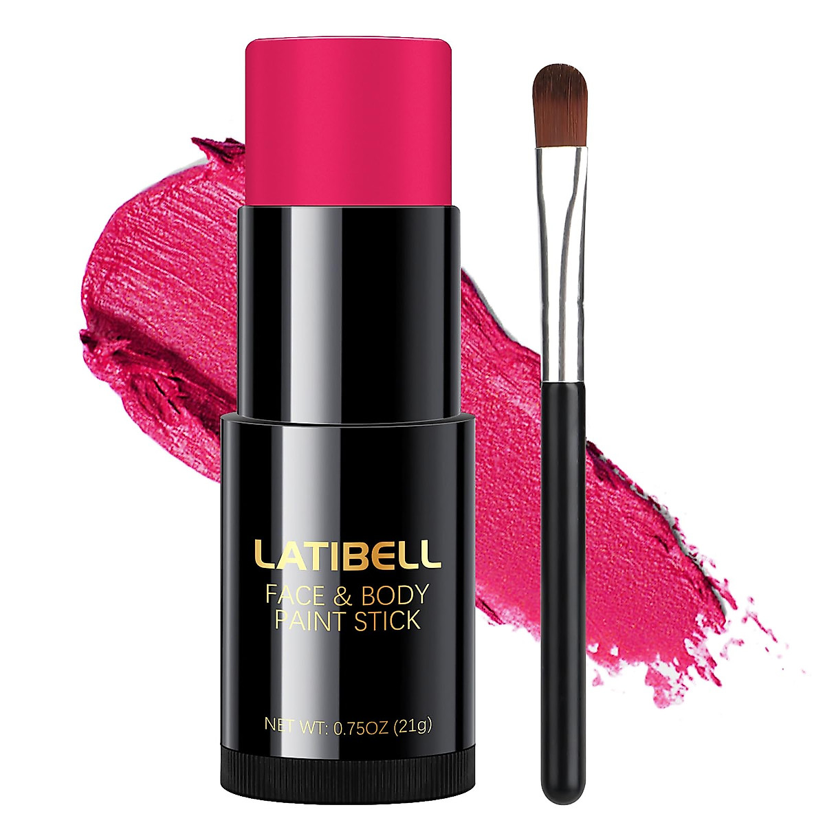 Pink Face Body Paint Sticks for Kids Adults, Oil Based Halloween Face Painting Kit with Brush, UV Neon Body Paint Pink Eye Black Stick for Sport Match Football Cosplay Costume Party, 0.75 oz