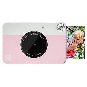 Kodak Printomatic Instant Camera (Pink) Gift Bundle + Zink Paper (20 Sheets) + Deluxe Case + 7 Fun Sticker Sets + Twin Tip Markers + Photo Album.