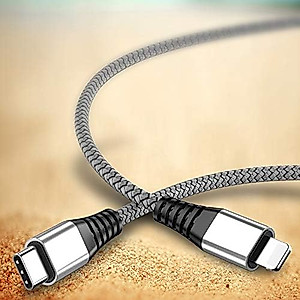 IFLASH USB C Charing Cable, USB-C iPhone Fast Charging Cable Compatible with iPad 8th 2020, iPhone 12/11/11 Pro/11 Pro Max/X/XS/XR/8, Support Power Delivery (Silver, 3 Feet)