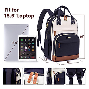 LOVEVOOK Backpack for Women,Laptop Backpack Women,Fits 15.6 Inch Laptop Bag,School Backpacks,Fashion Travel Work Anti-theft Bag,Waterproof Business Computer College Backpack Purse,Beige-Blue-Brown