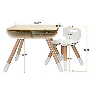 asunflower Toddler Desk & Chair Set Height Adjustable Kid's Table Chairs Set with Storage Modern Design Desk Chairs Set, White