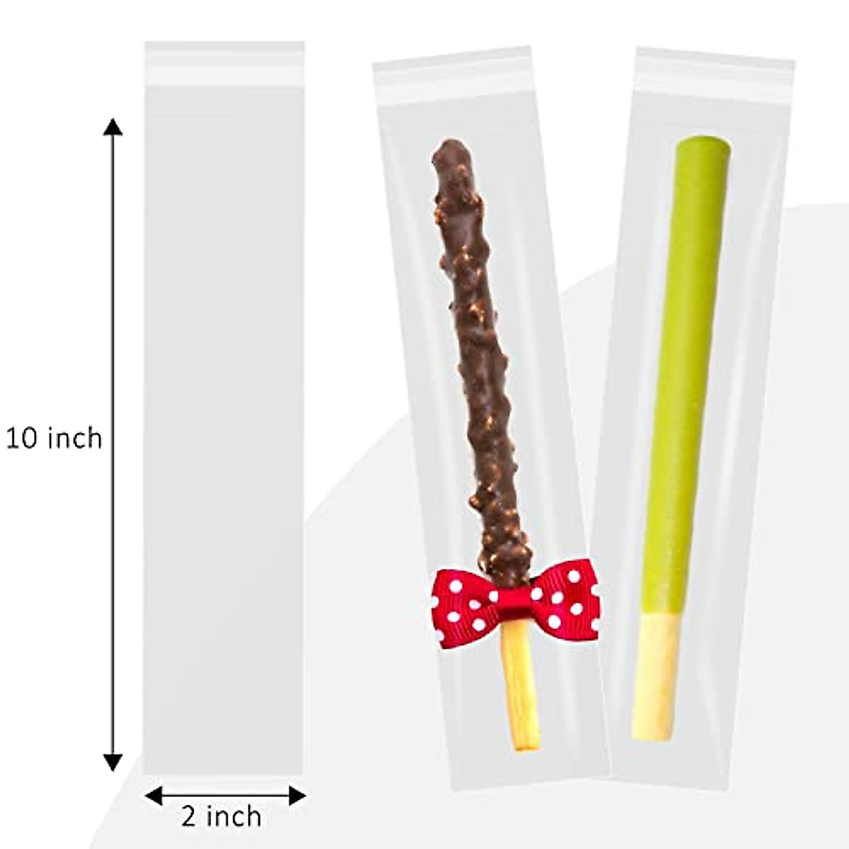 Easter Candy Bags, 2x10 Inch Pretzel Rods Bags, Plastic Cellophane Treat Bags for Chocolate Bars, Individual Treat, Brush, Easter Stickers Gift, Self Adhesive Sealing Plastic Cello Bags