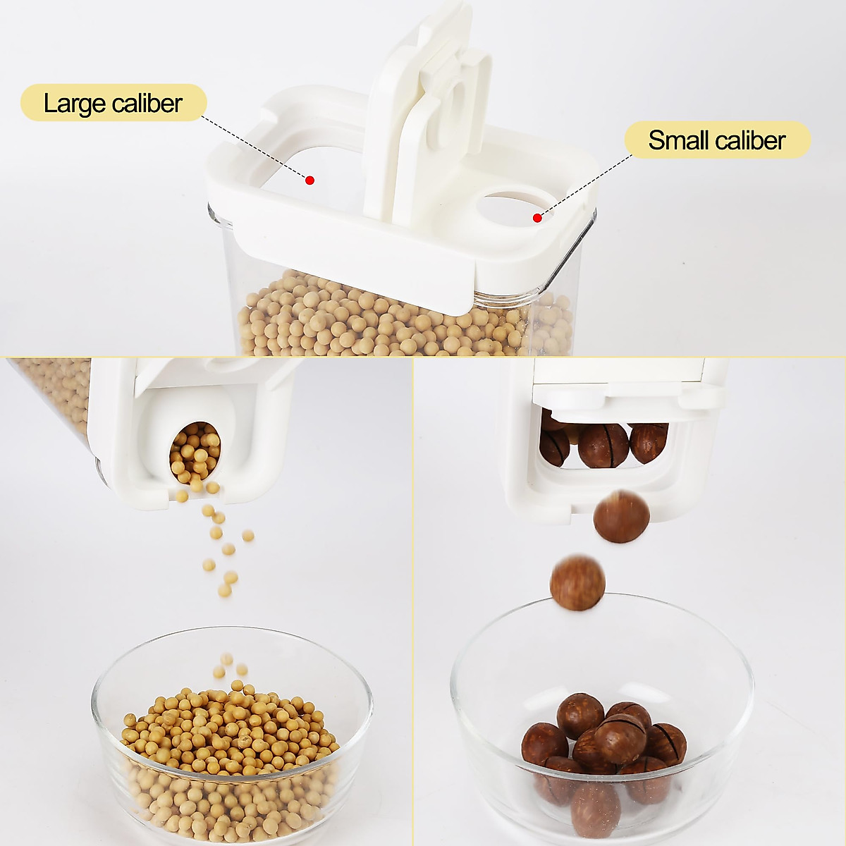 Besmall Food Storage Container with Flip Top Lid for Pouring Airtight Cereal Containers Storage Small Jar with Measuring Cup for Dry Food, Snacks, Dry Fruits,Candy,Cracker,Tea, 2 Pack-1.1L