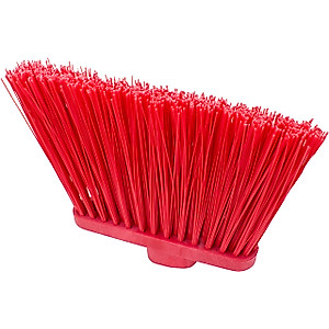 SPARTA Plastic Broom Head, Angled, Un-Flagged for Large Debris Indoor, Outdoor, Home, Restaurant, Lobby, Office, 12 Inches, Red