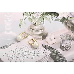 Boho Pearls Drop Gold Hoop Lever Back Earrings for Women 18k Gold Plated Handpicked White Simulated Pearl Earrings for Wedding Jewelry Gift