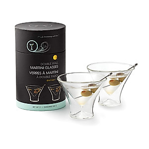 Outset Double Wall Glasses, Martini Glasses, Set of 2, Borosilicate Glassware