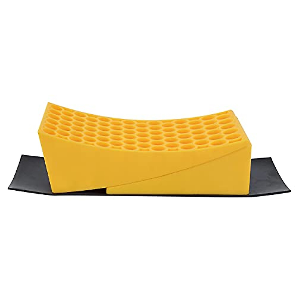 Dumble RV Leveling Blocks - 1 Camper Level Ramp - 1 RV Wheel Chock for Stability - Black Mat for Traction - 4-inch Lift