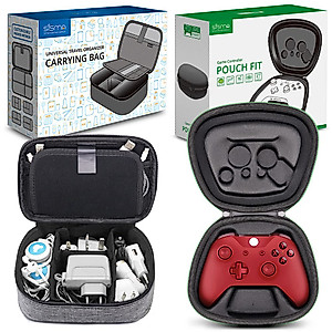 sisma Charging Cords Chargers Battery Travel Organizer (Grey) + Xbox One X|S Wireless Controller Travel Case (Black)