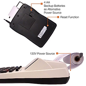Victor Printing Calculator, 1208-2 Compact and Reliable Adding Machine with 12 Digit LCD Display, Battery or AC Powered, Includes Adapter,White