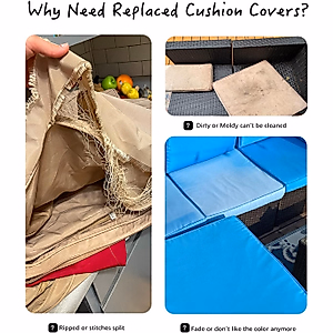 ClawsCover 7Pack Outdoor Seat and Back Cushions Replacement Covers Fit for 3/5 Pieces 4-Seater Wicker Rattan Patio Furniture Conversation Set Sectional Couch,Red-Small (Include Cover Only)