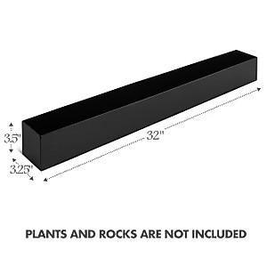 Modern Rectangle Planter Box - 32" Metal Planter Ideal as a Long Succulent Planter | Rectangular Planter Box for Table or Window Sill Planters Indoor | Trough Planter for Indoor Window Planter | Black