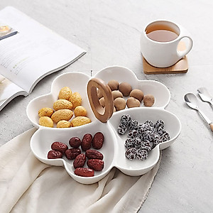 Cabilock Heart-shaped Dim Sum Plate Veggie Dip Fruit Basket Bowl Snack Serving Plate Divided Appetizer Tray Appetizer Serving Tray Porcelain Jewelry Plate Food White Ceramics Bamboo Camping