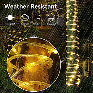 Bebrant LED Rope Lights Battery Operated String Lights-40Ft 120 LEDs 8 Modes Outdoor Waterproof Fairy Lights Dimmable/Timer with Remote for Camping Party Garden Holiday Decoration(Warm 1 Pack)