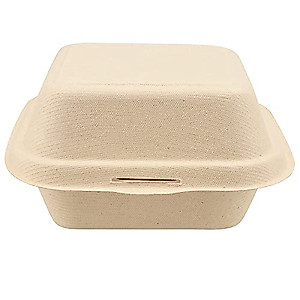 MOUYAT 100 Pack 6x6 Inch Clamshell Take out Food Containers, Single Compartment To Go Hamburger Box with Hinged Lid, Take Home containers for Kitchens, Parties, Restaurants, Food Trucks, Brown