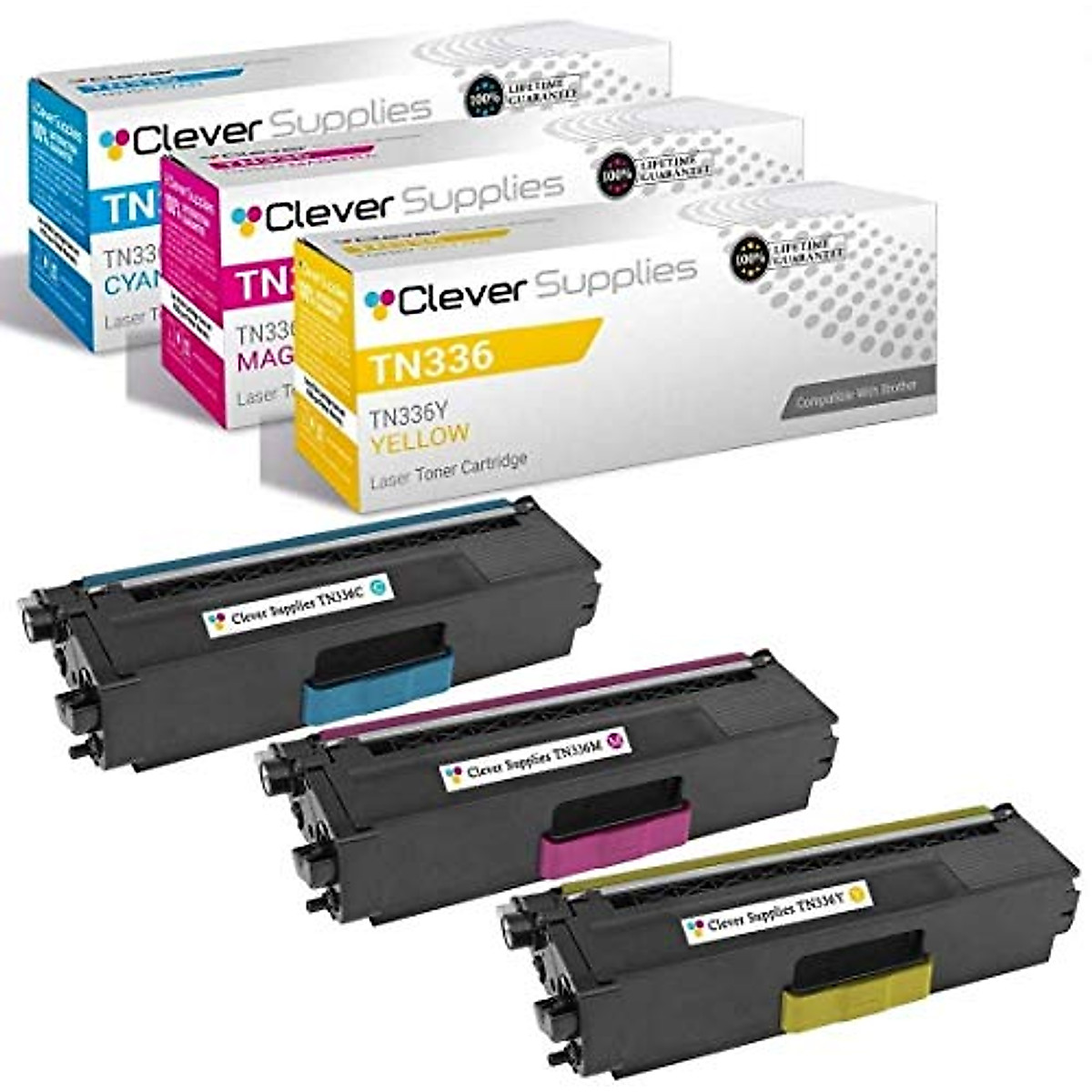 CS Compatible Toner Cartridge Replacement for Brother TN336 TN-336 TN336C TN336M TN336Y HL-L8250 L8350 L8350CDWT L8250CDN L8350CDW MFC-L8600 L8850 L8600CDW L8850CDW 3 Color Set