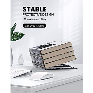 RIWUCT Laptop Stand for Desk, 9-Levels Adjustable Ergonomic Laptop Riser Holder, Aluminum Foldable Portable Computer Notebook Stand Compatible with MacBook, Air, Pro All Laptops 10-15.6” (Black)