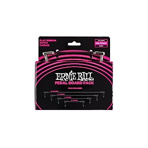 Ernie Ball Flat Ribbon Patch Cable Pedalboard Multi-Pack, Black (P06224)