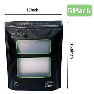 5PCS 1 Pound Storage Terp Bags 58%-62% RH 2-Way Humidity Control Bags for Curing & Storage Resealable Humidity Bags (16 Ounce, 1lb)