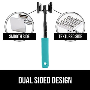 Gorilla Grip Silicone Oven Mitts Set and Meat Tenderizer, Both in Turquoise Color, Oven Mitts are Heat Resistant, Meat Tenderizer has Smooth and Textured Side, 2 Item Bundle