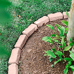 Beuta Landscape Edging | Garden Edging Border | No Dig Faux Stone Bricks for Lawn edging, Flower beds, Pathways & Yards – 4 Packs | Each Pack Has 6 Bricks 48"Lx 4"W x 2.25"H | 12 Spikes | Sandstone