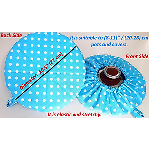 DLK - 2 X Thick Fabric Steam Catcher - Cotton Steaming Cloth Cooking - (8-11) / (20-28) cm Rice Lid Cover, Rice Brewing Cover - Steam Trap Set of 2 - Blue (RCC)