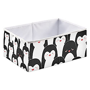 Penguins Storage Basket Storage Bin Rectangular Collapsible Nursery Baskets Large Toy Chest Organizer for Childrens Toys Playroom