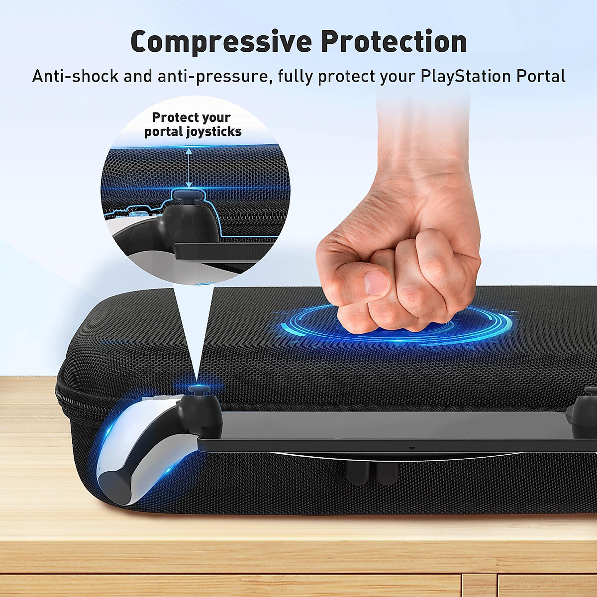 Foluck 3 in 1 Accessoris Set Compatible with Playstation Portal, EVA Carrying Case for PS5 Portal, Soft Silicone Protective Cover, 2 Pack Screen Protector, Ps Portal Accessories, Black