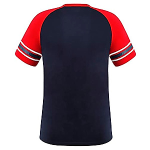 Geneisteck Mens City Baseball Fans Athletic Crew Neck Tee Raglan T-Shirts - Navy & Red - Size: M