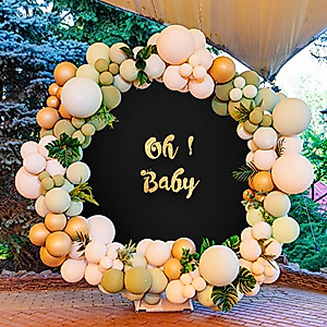 7.5ft Black Round Backdrop Cover Suitable for 7.5ft Circle Stand,Polyester Pure Black Birthday Party Wedding Photography Circle Arch Backdrop Cover