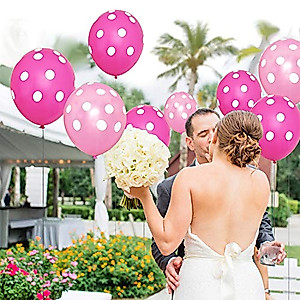 Party Balloons, 12inch Pink Polka Dot Balloons, Party Decoration Compatible Wedding Birthday Baby Shower Graduation party Christmas Party (100 Pcs)