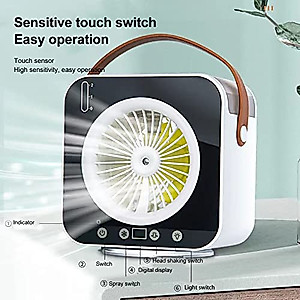 Mini Portable Air Conditioner Fan, LED Touch Oscillation Evaporative Air Cooler Fan 3 Speeds, USB Rechargeable Battery Powered Air Conditioner with Humidifier for Room Home Office Camping