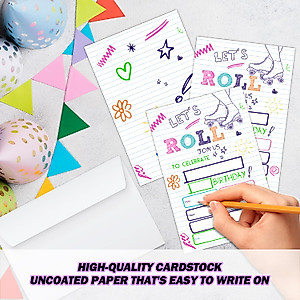 Roller Skating Children Birthday Party Invitations, Roller Skate Invites for Girls Boys Kids Teen, Kid's Party Favors Decoration and Celebration Supplies, 20 Invitations with Envelopes - JY625