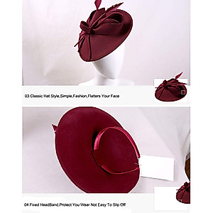 F FADVES Vintage Womens Dress Fascinator Wool Pillbox Hat Formal Church Wedding Tilt Hat Black