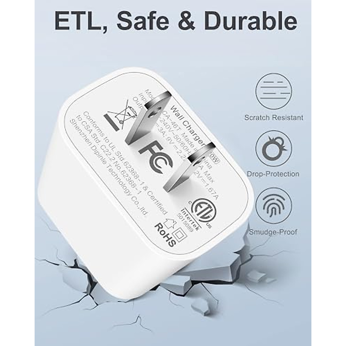 New iPad Charger USB C 10FT for iPad Pro 12.9, 11 inch, iPad Air 5th/4th, iPad 10th generation, Mini 6th, iPhone 15, Google Pixel, PD 20W Fast Charging USB-C Block and Long USBC to C Cable 2Pack