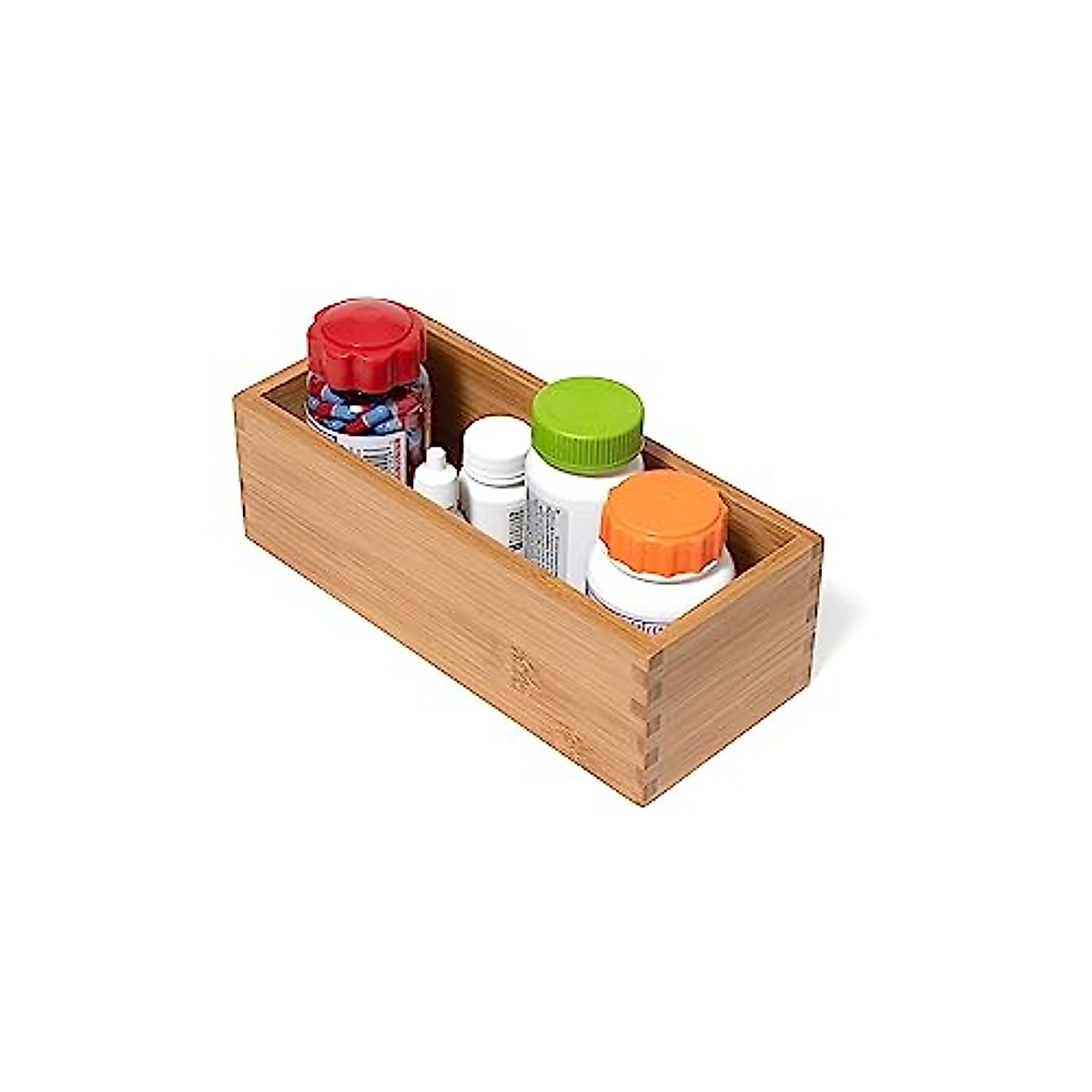 Lipper International Bamboo Wood Utensil Holder Storage Box for Cooking Tools, Makeup, or Office Supplies, 4" x 9 1/4" x 3"