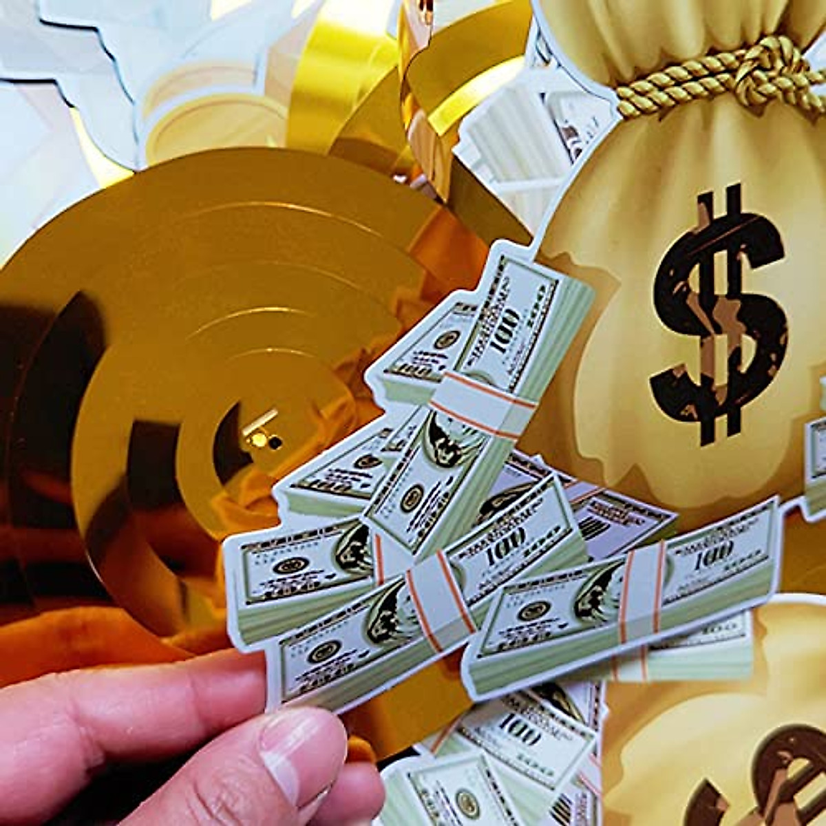 30 Pack(Swrils & Cutouts) Money Birthday Hanging Decorations Dollar Bill Cash Hanging Swirls Investment Themed Decorations for Birthday Casino Wedding Bachelorette Graduations Party Supplies