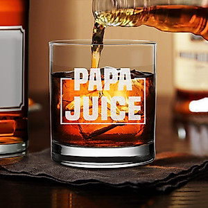 NeeNoNex Papa Juice Whiskey Glass - Funny Birthday Retirement Fathers Day Gift for Grandpa Papa