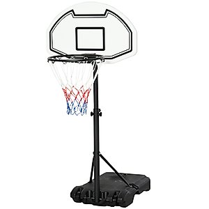 Aosom Poolside Basketball Hoop Stand Portable Basketball System Goal, Adjustable Height 3'-4', 30" Backboard